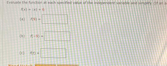 Solved Evaluate the function at each specified value of the | Chegg.com