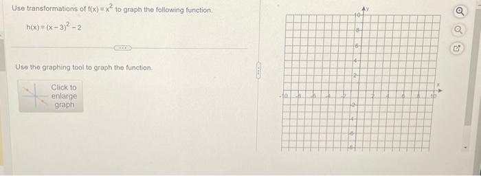 Solved Use transformations of f(x)=x2 to graph the following | Chegg.com