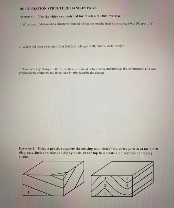 Solved DEFORMATION STRUCTURE HAND-IN PAGE Exercise 1 - Use | Chegg.com