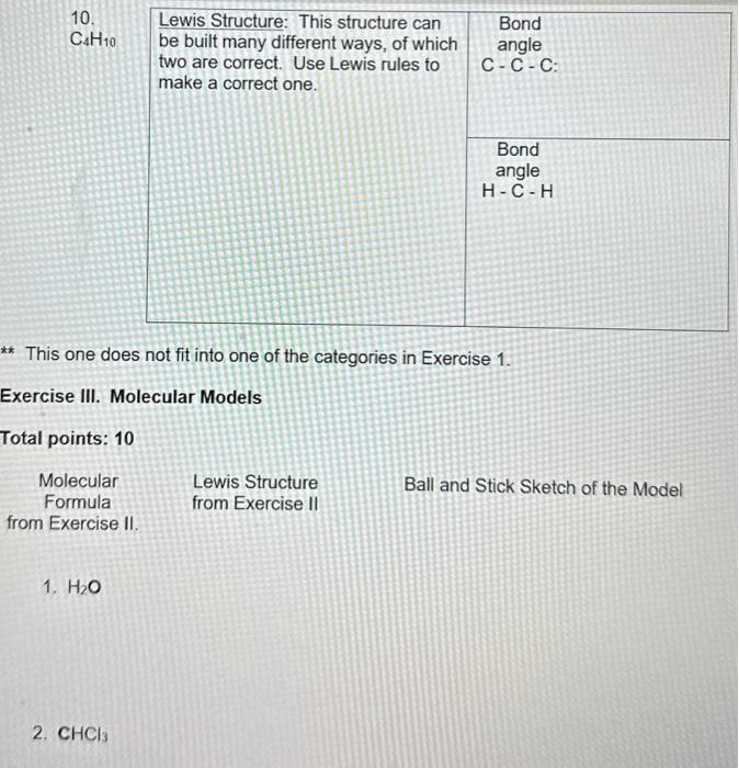 Solved Exercise I. Determining VSEPR Geometry (Use models to | Chegg.com