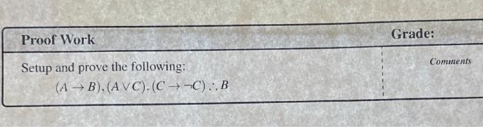 Solved Proof Work: Setup and prove the following: (A →B), | Chegg.com