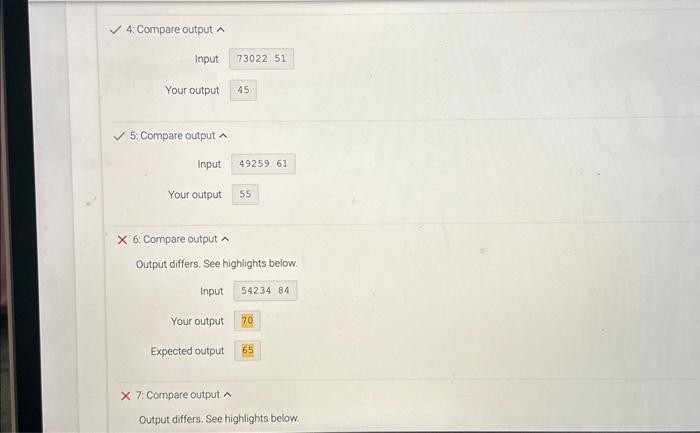 Solved 8: Compare output ∧ Input Your output 9. Compare | Chegg.com