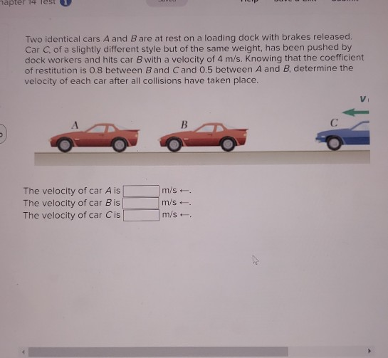 Solved hapter 14 lest Two identical cars A and B are at rest | Chegg.com