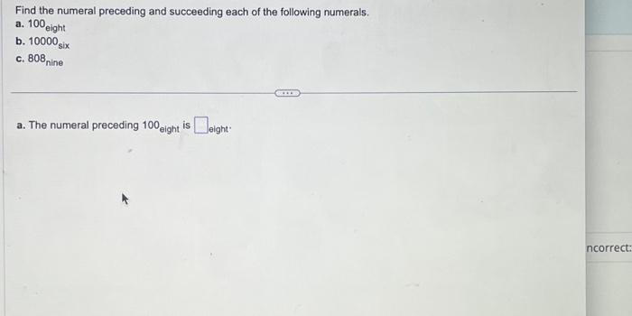 Solved Find the numeral preceding and succeeding each of the | Chegg.com