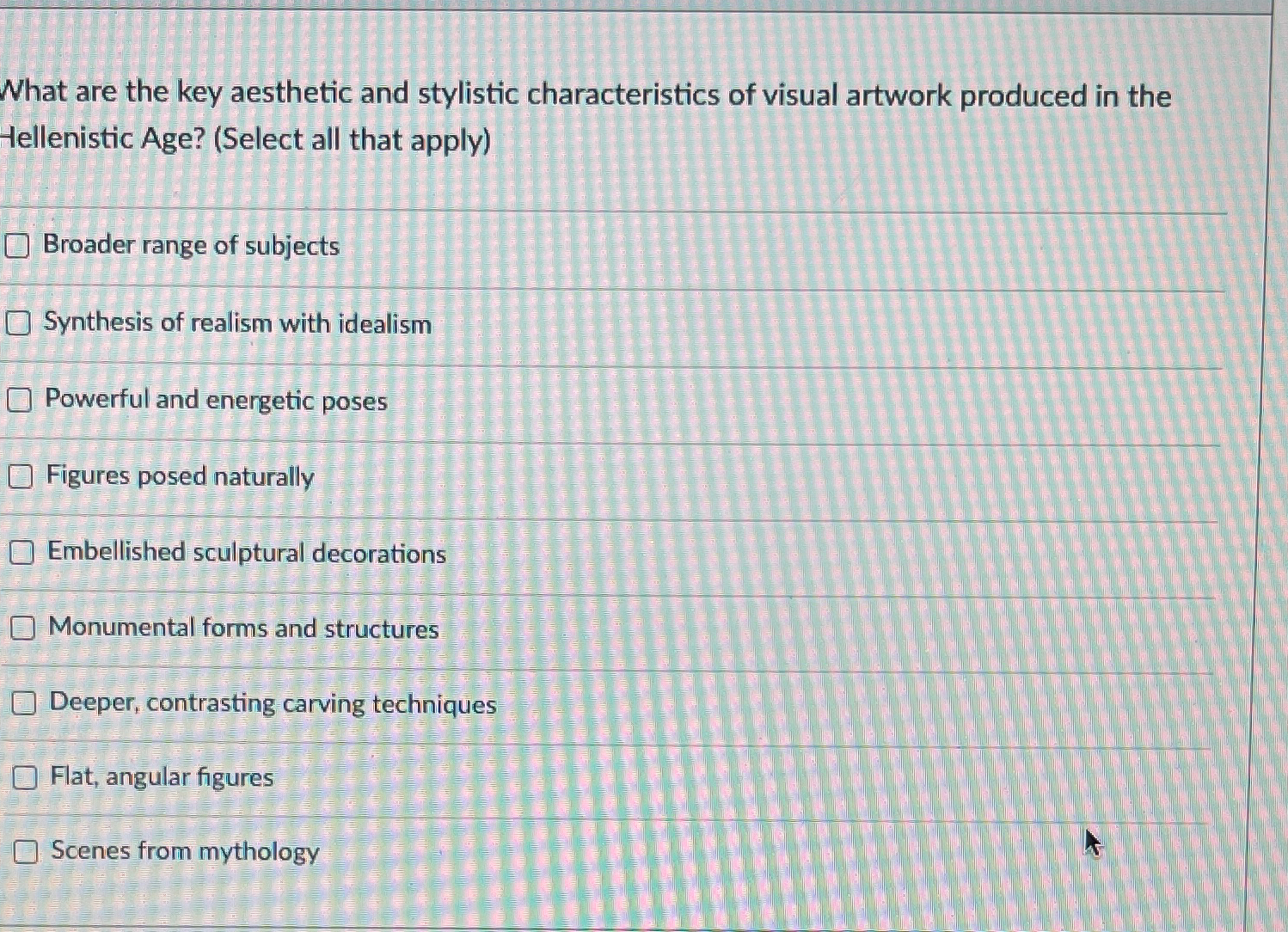 Solved What are the key aesthetic and stylistic | Chegg.com