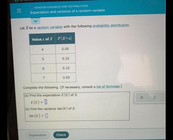 Solved III O RANDOM VARIABLES AND DISTRIBUTIONS Expectation | Chegg.com