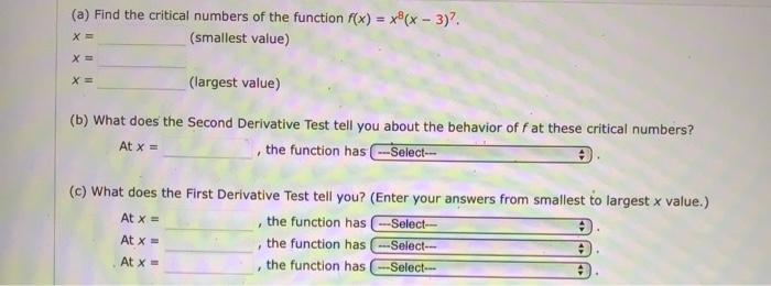 Solved (a) Find the critical numbers of the function | Chegg.com