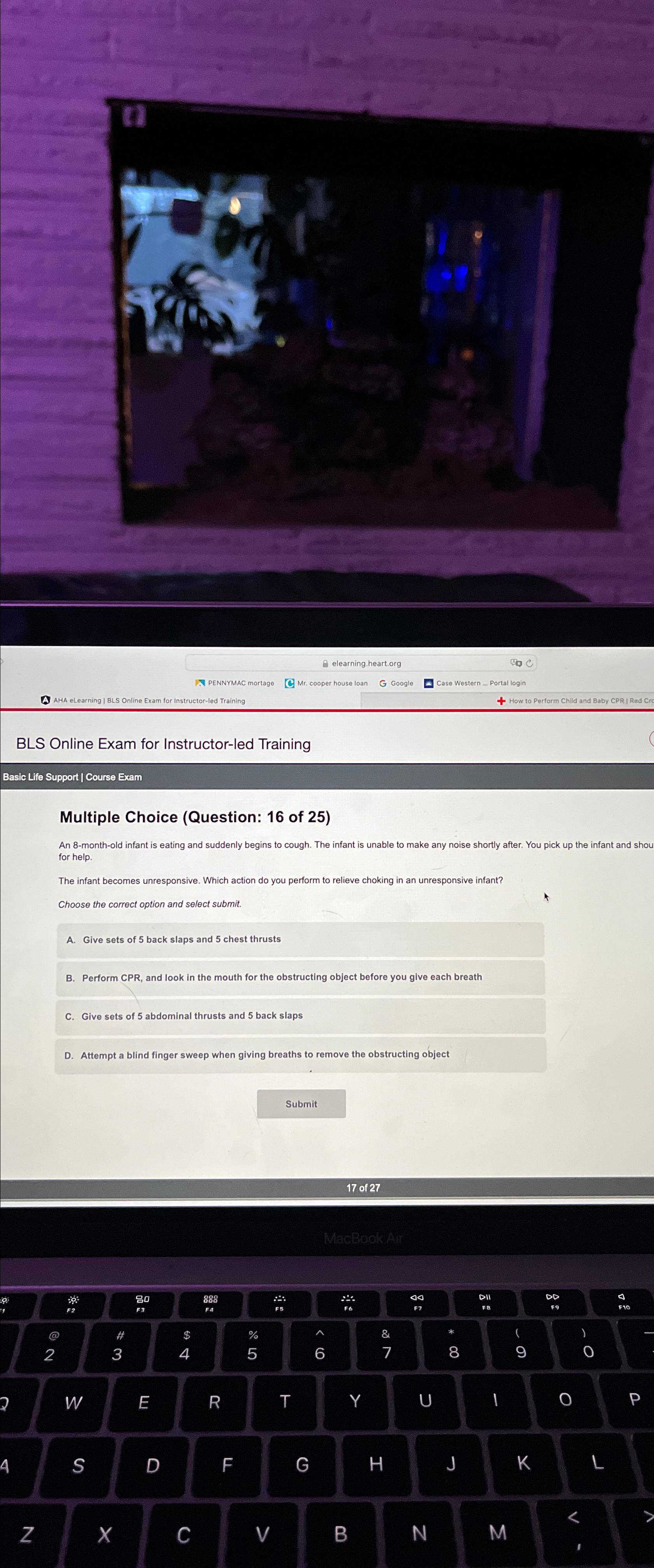 Solved BLS Online Exam for Instructor-led TrainingBasic Life | Chegg.com