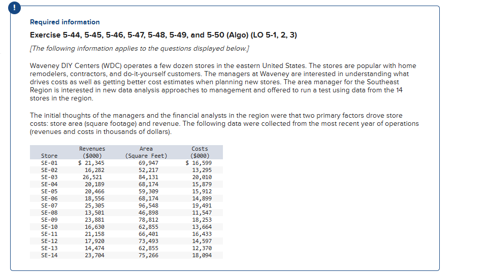 Required informationExercise | Chegg.com