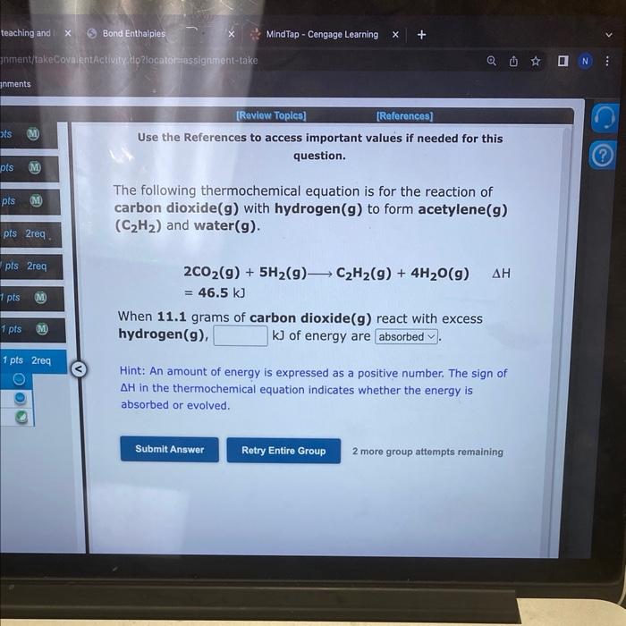 Solved question. The following thermochemical equation is | Chegg.com