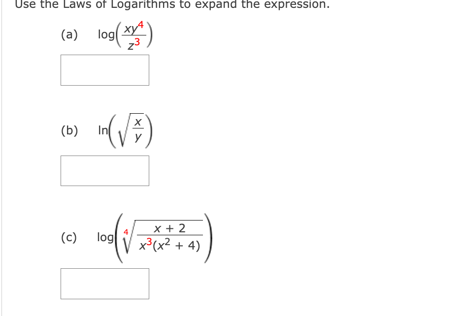 Solved Use the Laws of Logarithms to expand the | Chegg.com