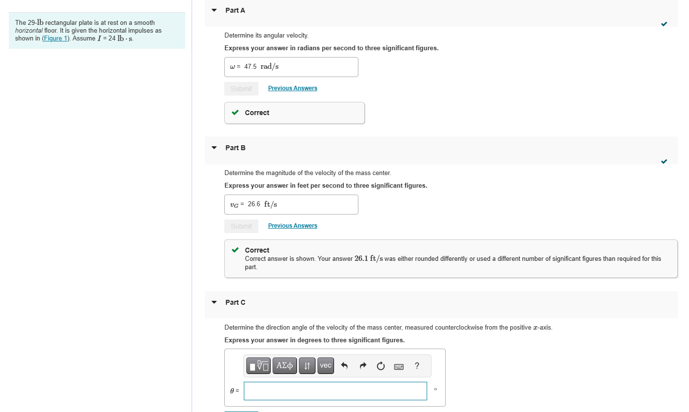 Solved (Part A and B are correct and I use the Vgx and Vgy | Chegg.com