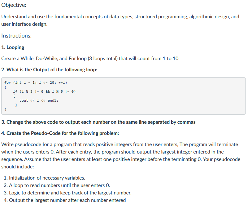 Solved Objective:Understand and use the fundamental concepts | Chegg.com