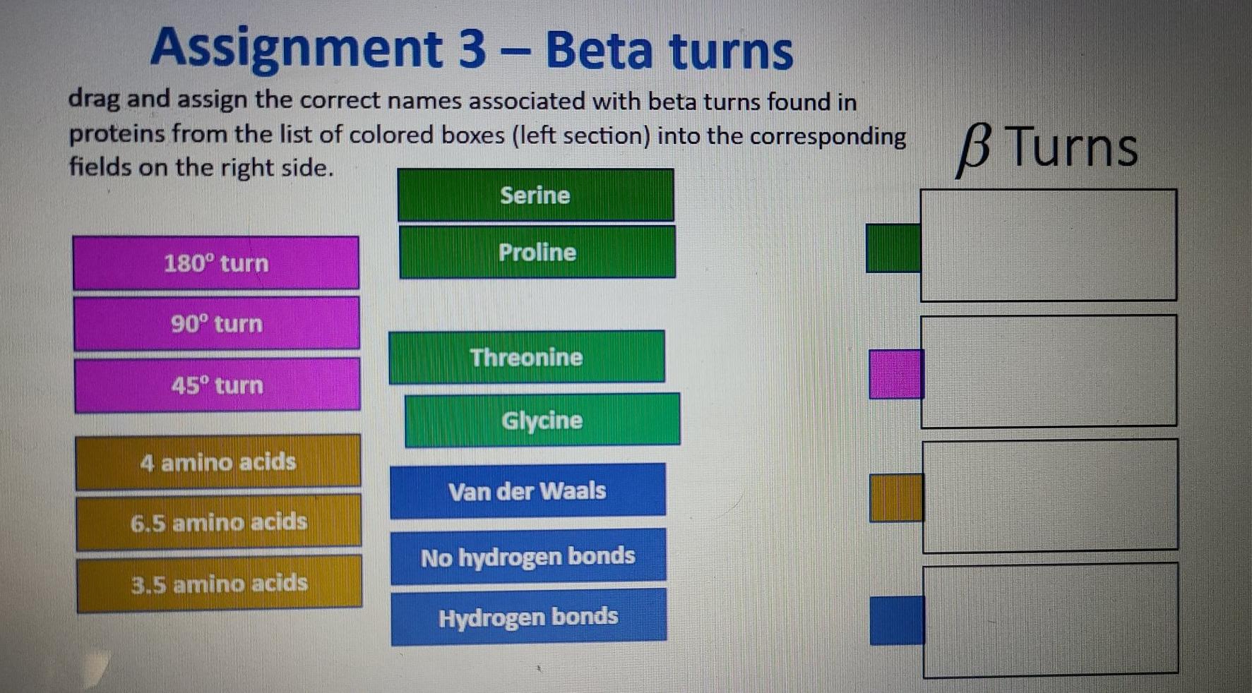 Solved Assignment 3 - Beta turns drag and assign the correct | Chegg.com