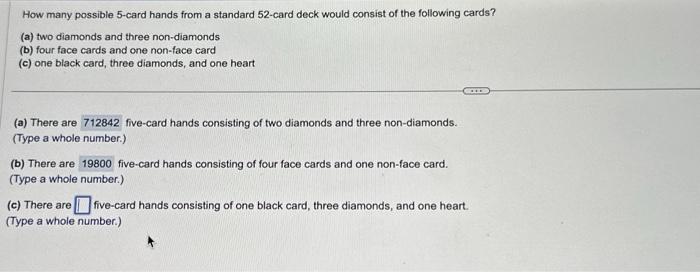 Solved How many possible 5-card hands from a standard | Chegg.com