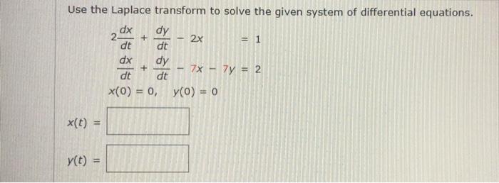 Solved + dy Use the Laplace transform to solve the given | Chegg.com