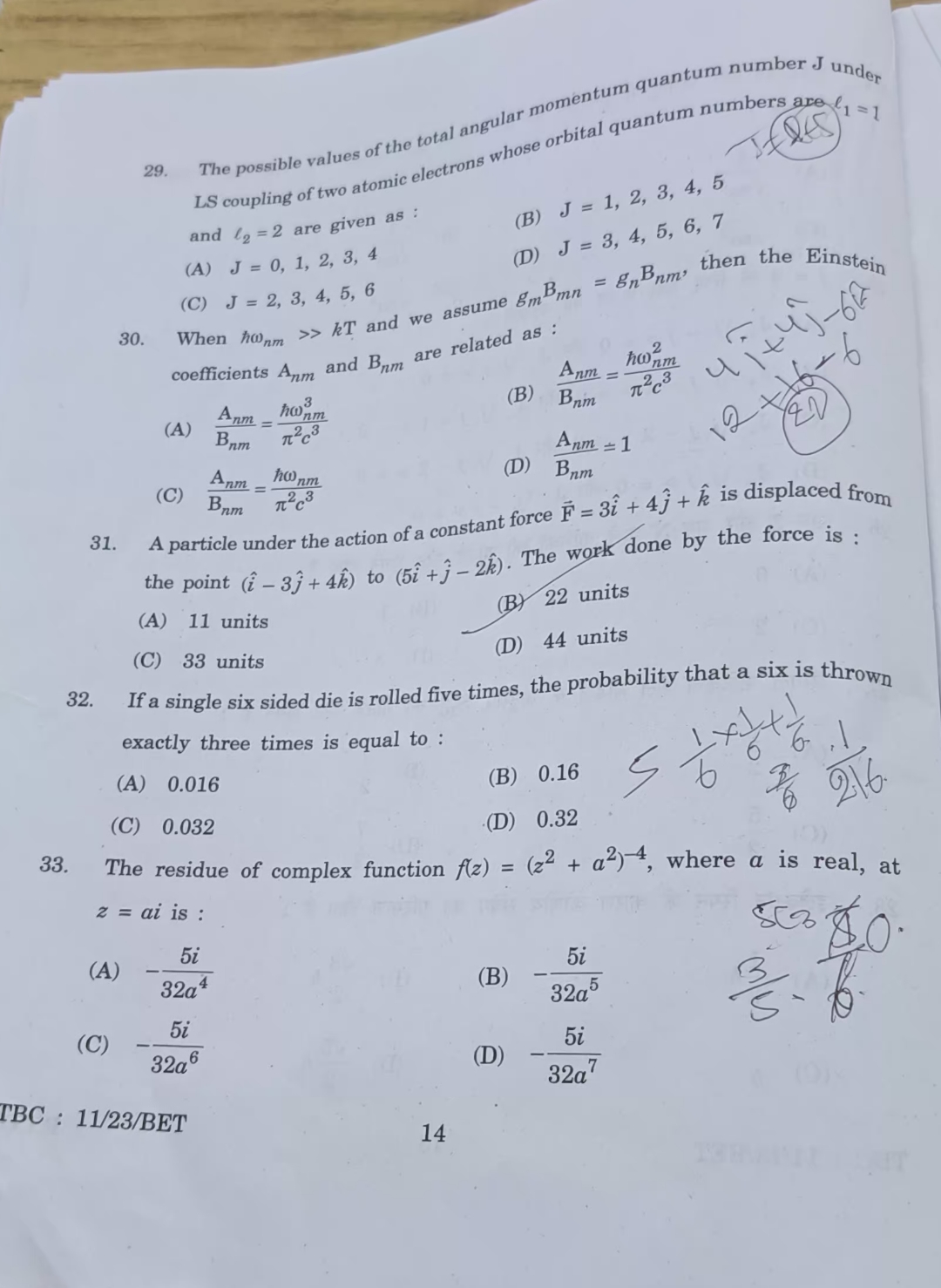 Solved The possible values of the total angular momentum | Chegg.com