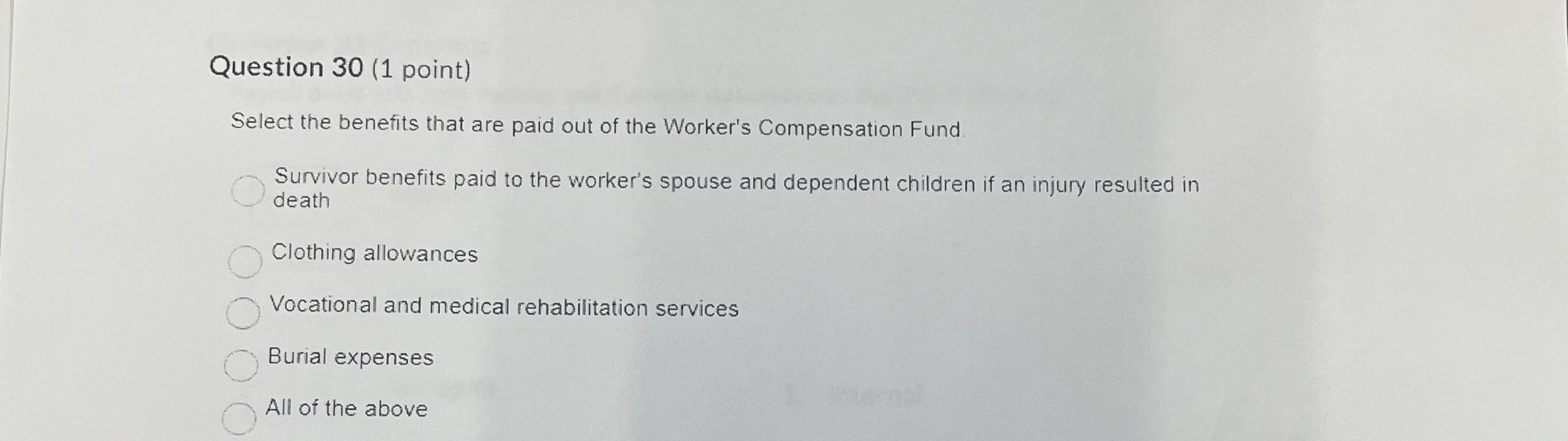 Solved Question 30 (1 ﻿point)Select the benefits that are | Chegg.com