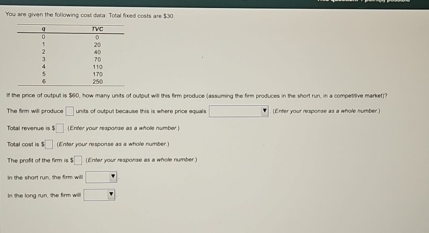 You are given the following cost data: Total fixed | Chegg.com