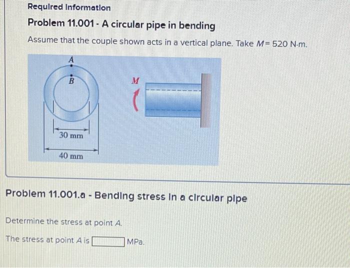 Solved Required Information Problem 11.001 - A circular pipe | Chegg.com