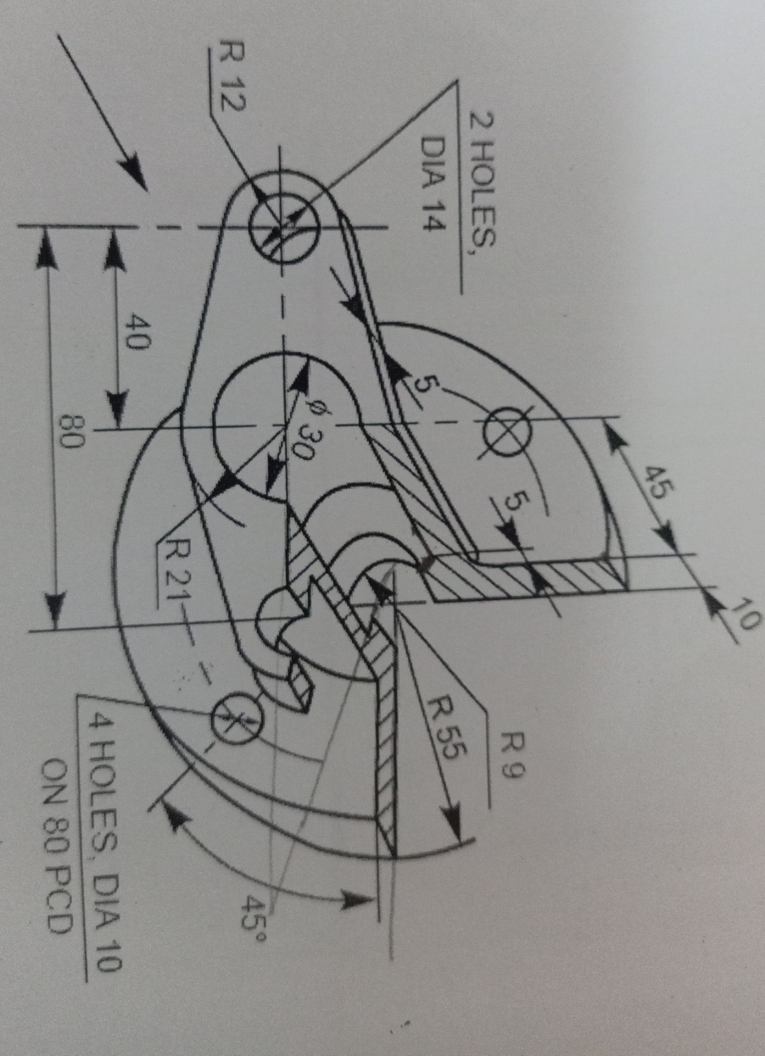 Solved draw half sectional right hand side view and half | Chegg.com