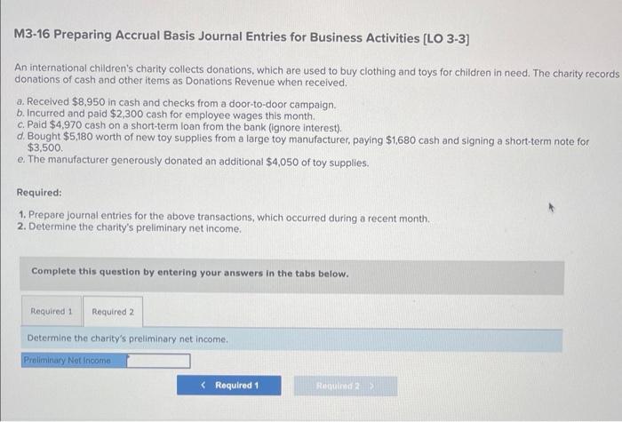 Solved M3-16 Preparing Accrual Basis Journal Entries for | Chegg.com