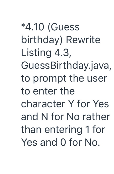 *4.10 (Guess birthday) Rewrite Listing 4.3, Guess | Chegg.com