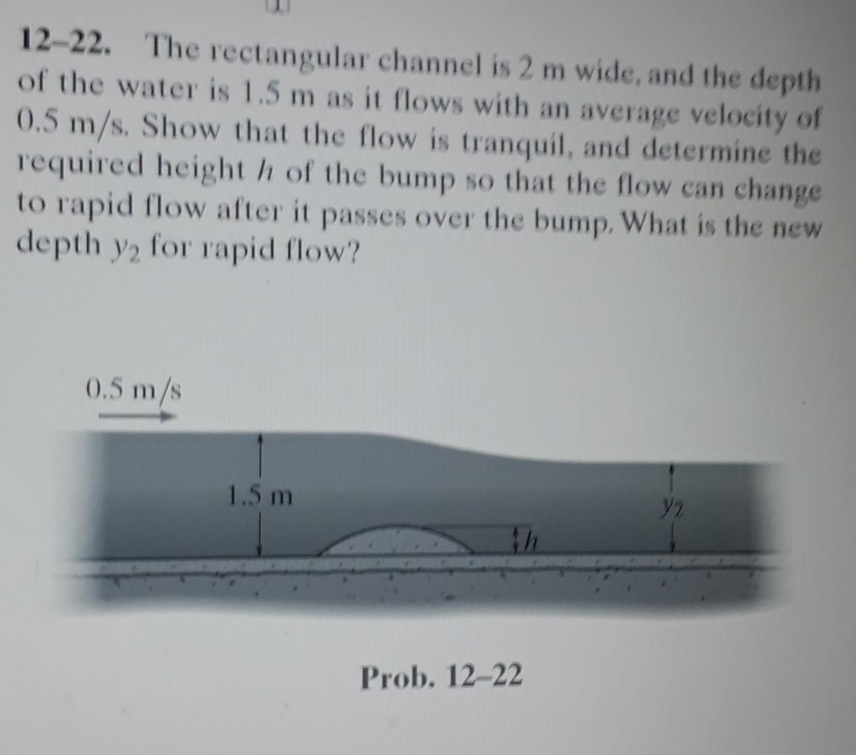 Solved 12-22. The rectangular channel is 2 m wide, and the | Chegg.com
