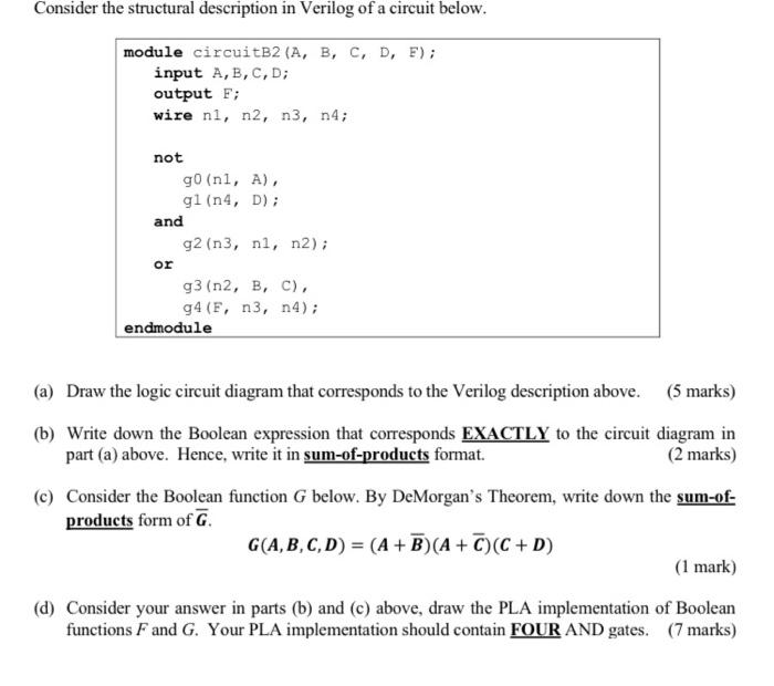 Solved Consider the structural description in Verilog of a | Chegg.com