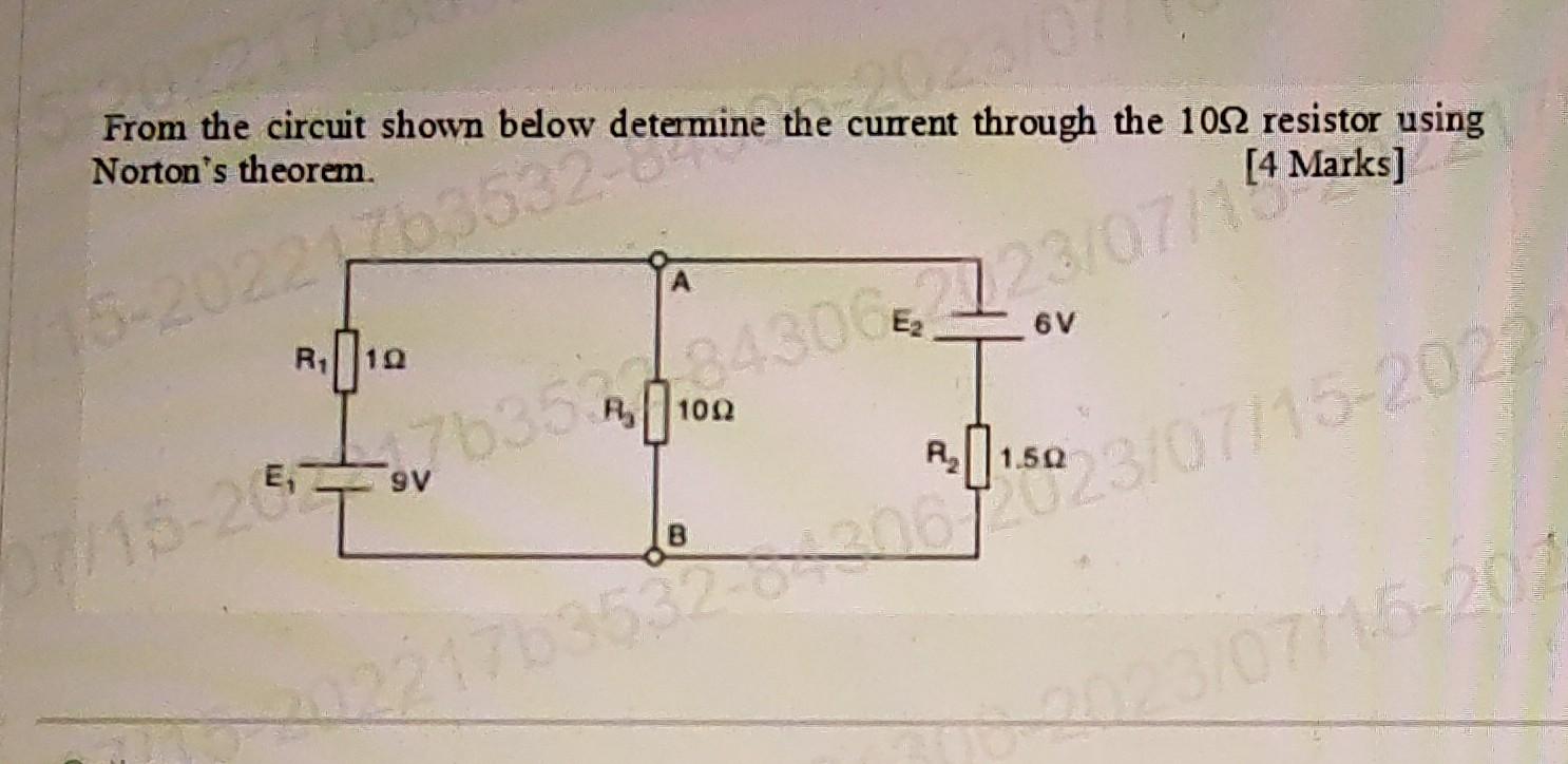 Solved From the circuit shown below determine the current | Chegg.com
