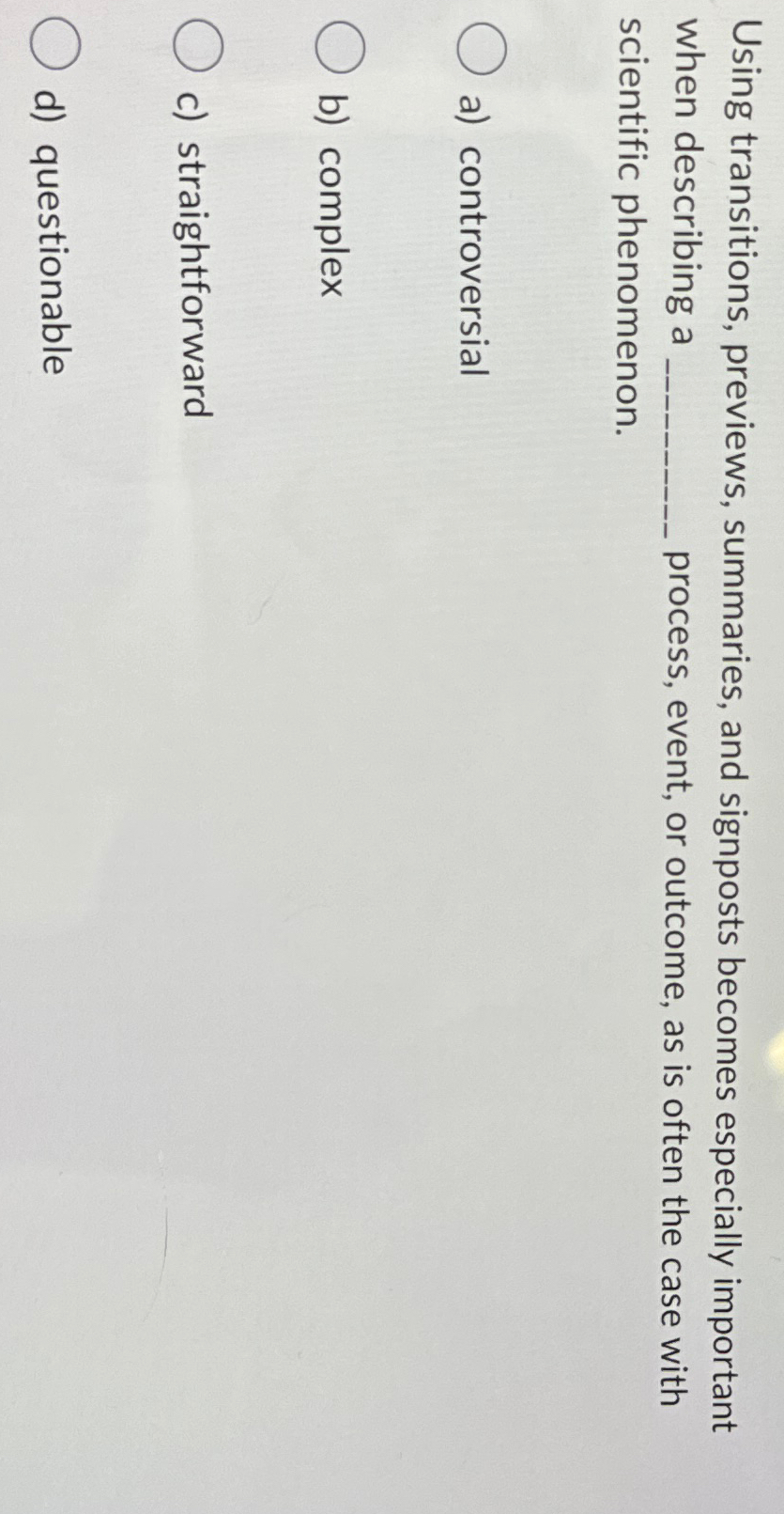 Solved Using transitions, previews, summaries, and signposts | Chegg.com