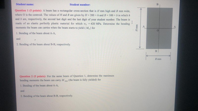 Solved Student name: Student number: B Question 1 (5 | Chegg.com