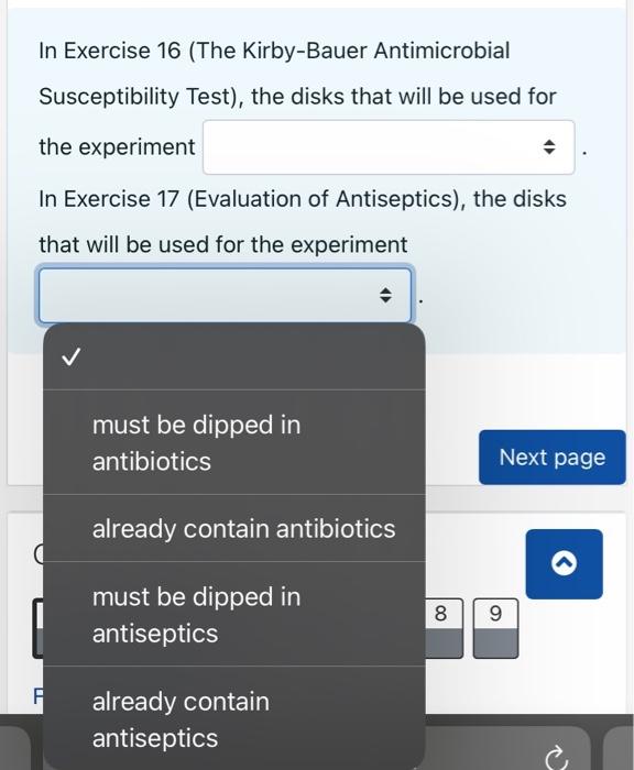 Solved In Exercise 16 (The Kirby-Bauer Antimicrobial | Chegg.com