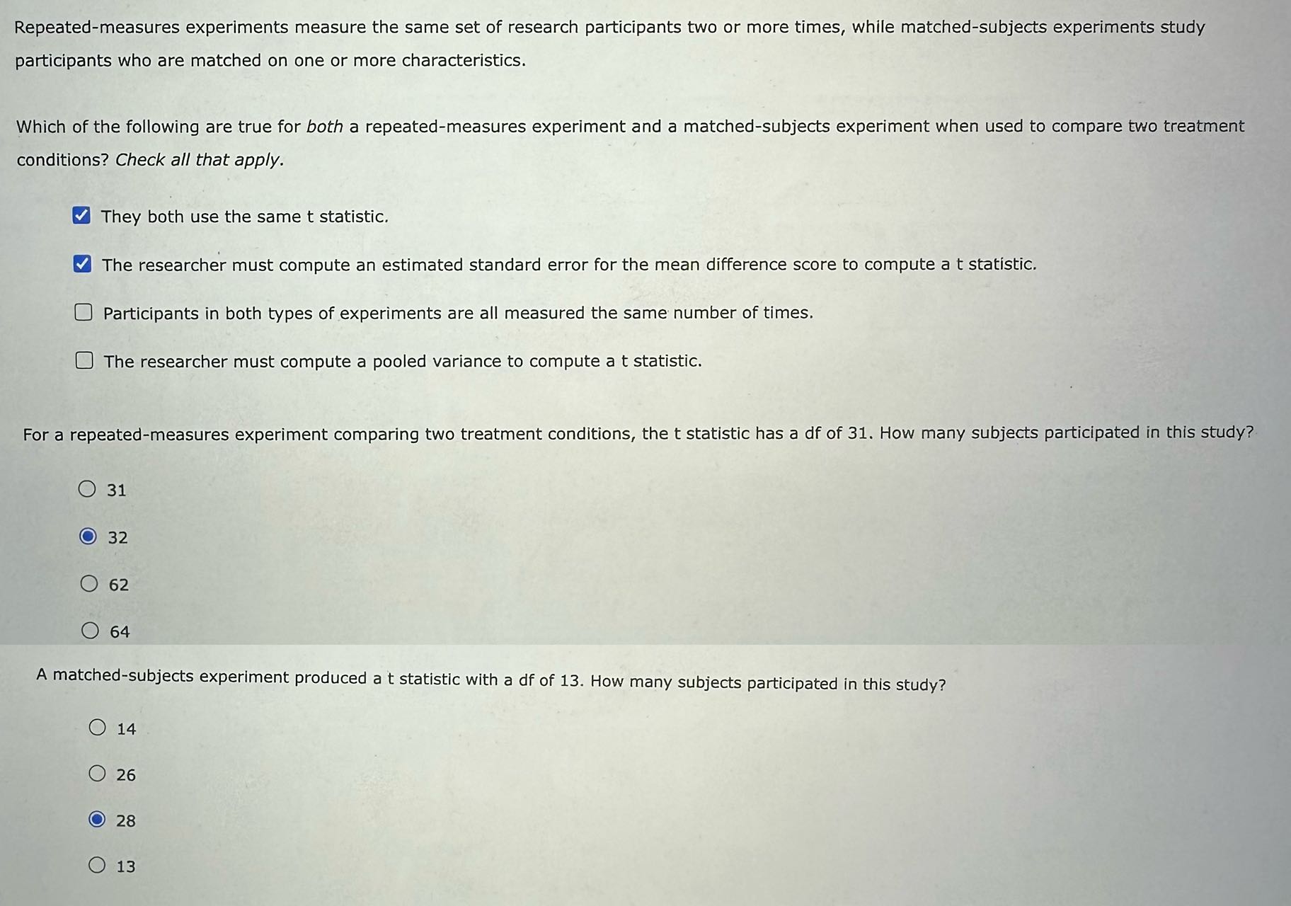 Solved Repeated-measures experiments measure the same set of | Chegg.com