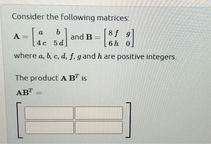 Solved Consider the following matrices: \\[ | Chegg.com