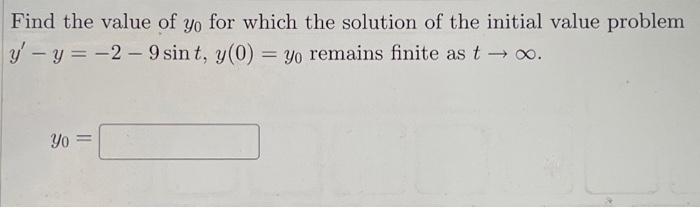 Find the value of y0 for which the solution of the | Chegg.com