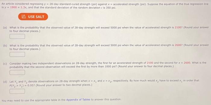 Solved An article considered regressing y=28-day | Chegg.com