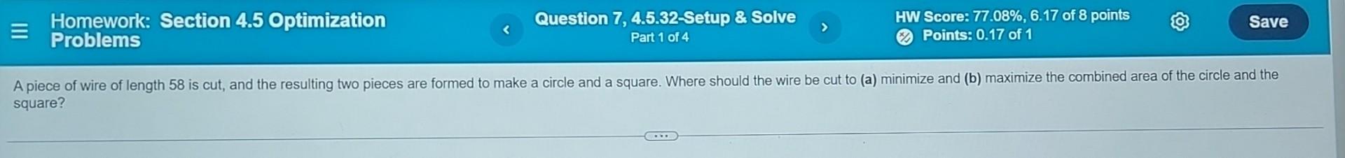 Solved Homework Section 4 5 Optimization Problems Question