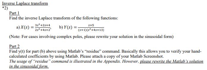 Solved Inverse Laplace transform*2)Part 1Find the inverse | Chegg.com