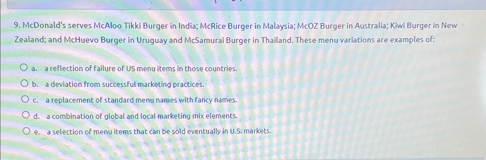 Solved McDonald's serves McAloo Tikki Burger in India; | Chegg.com