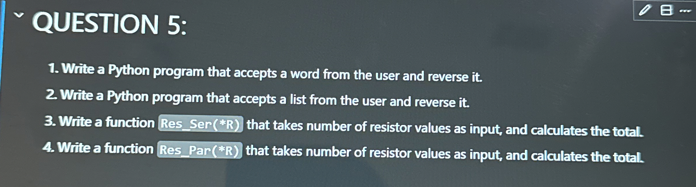 QUESTION 5:Write a Python program that accepts a word | Chegg.com