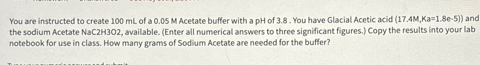 Solved You are instructed to create 100mL ﻿of a 0.05M | Chegg.com
