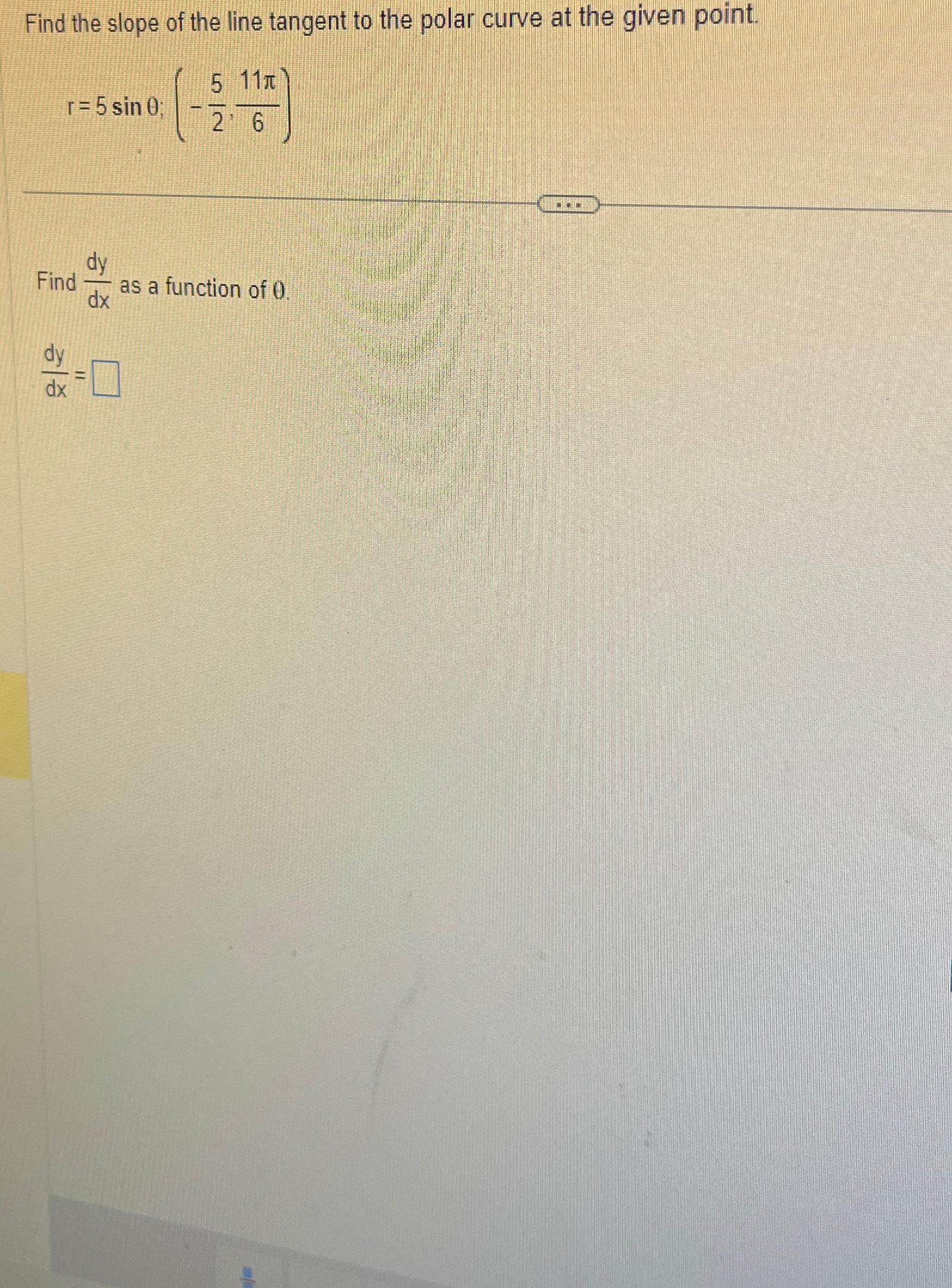 Solved Find the slope of the line tangent to the polar curve | Chegg.com