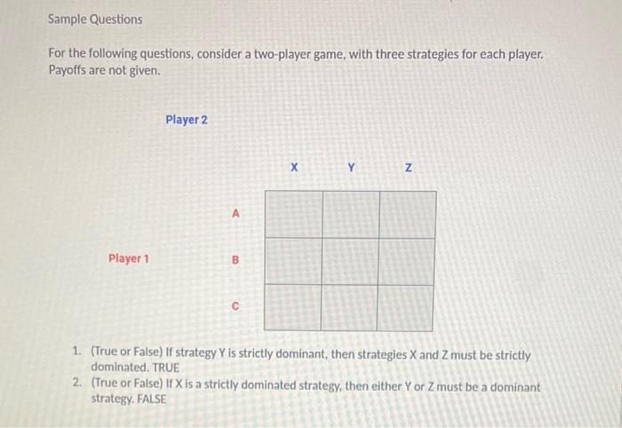 Solved Sample Questions For the following questions, | Chegg.com