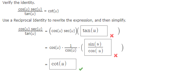 Solved simplify the identity.cos(u)sec(u)tan(u) | Chegg.com