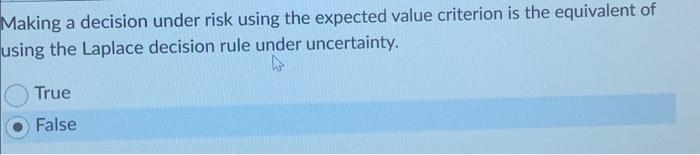 Solved Making a decision under risk using the expected value | Chegg.com