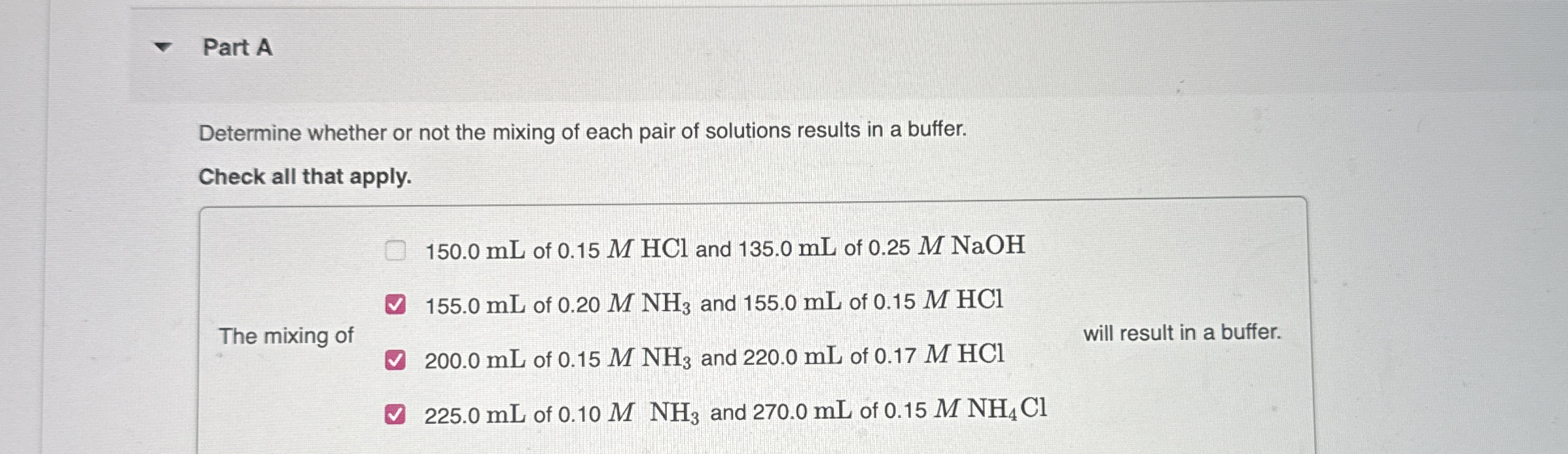 Solved Part ADetermine whether or not the mixing of each | Chegg.com