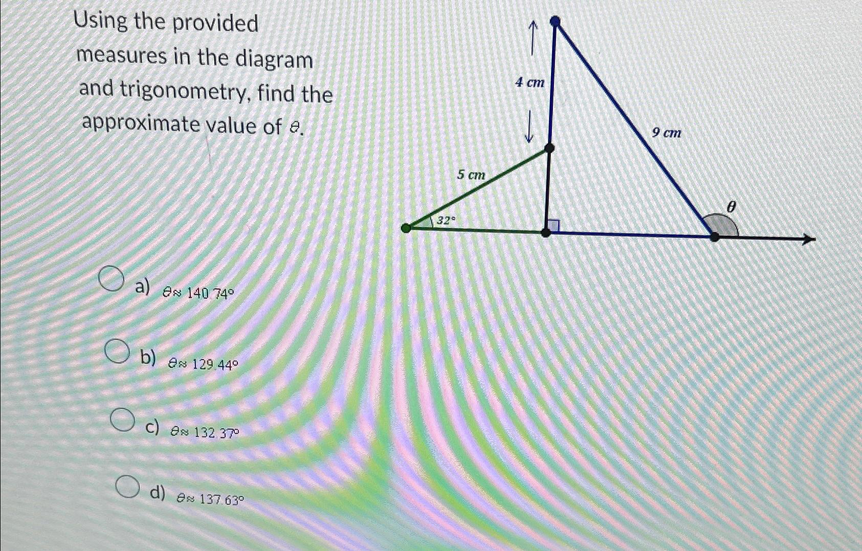 Solved Using the provided measures in the diagram and | Chegg.com