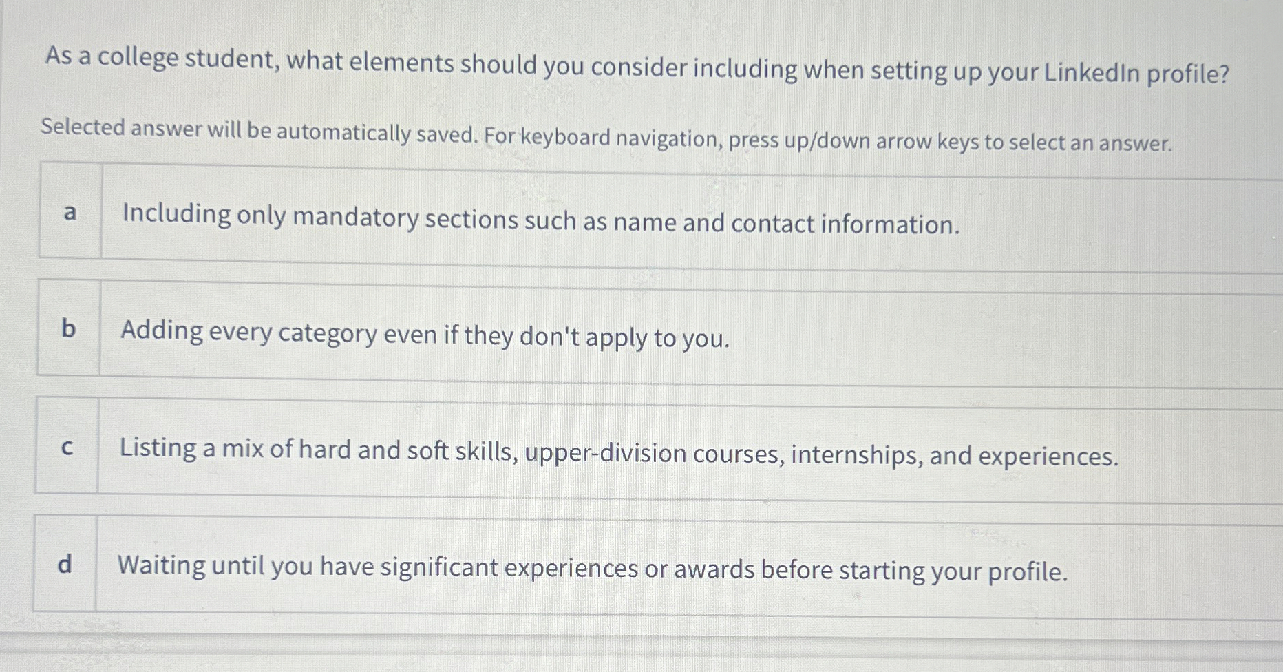 Solved As a college student, what elements should you | Chegg.com