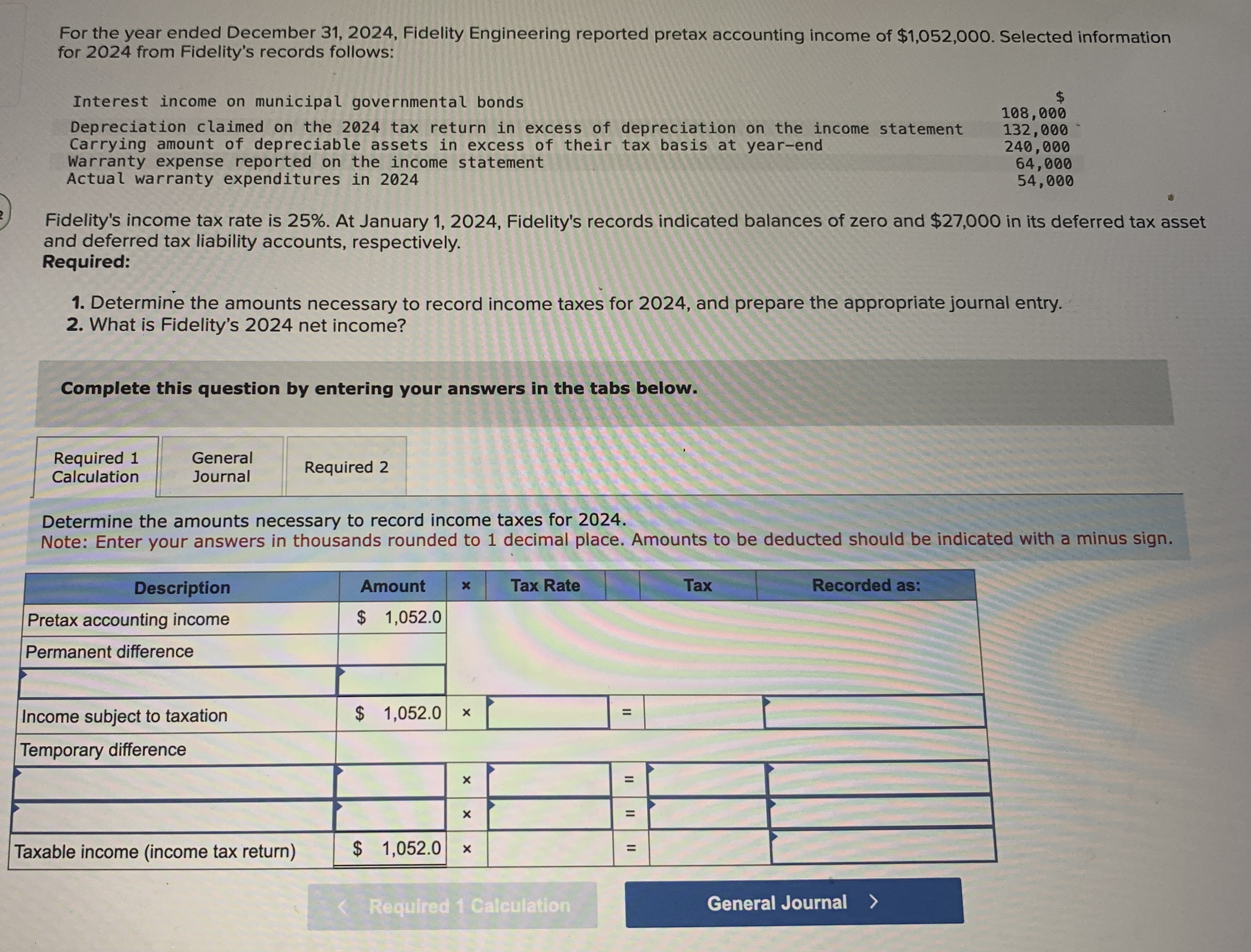 Solved For the year ended December 31, 2024, ﻿Fidelity | Chegg.com